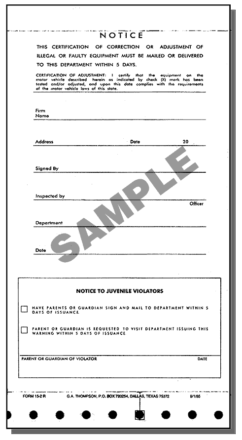 Form 15-2 Warning Notice
