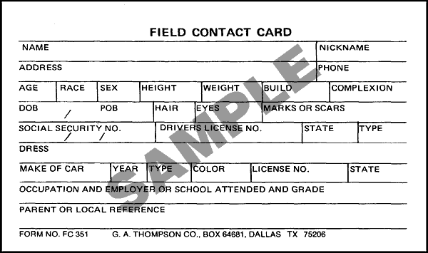 351 Field Contact Card