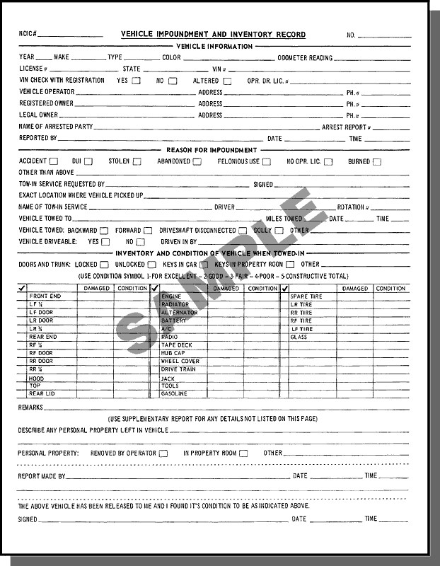 Form 82 Vehicle Impoundment